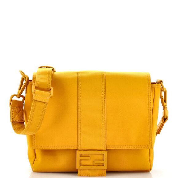Fendi | Bags | Fendi Baguette Flap Messenger Bag Nylon Medium Yellow ...